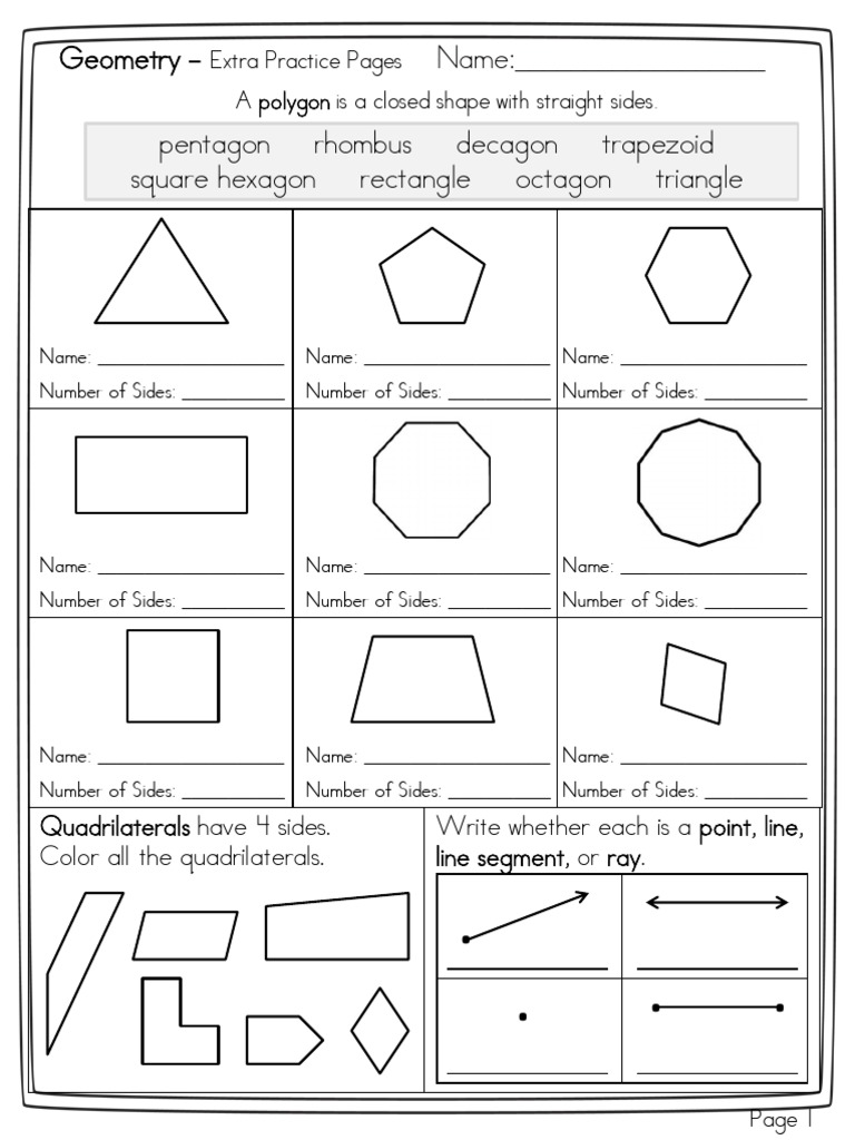 Geometry - Name: - Pentagon Rhombus Decagon Trapezoid Square Hexagon ...