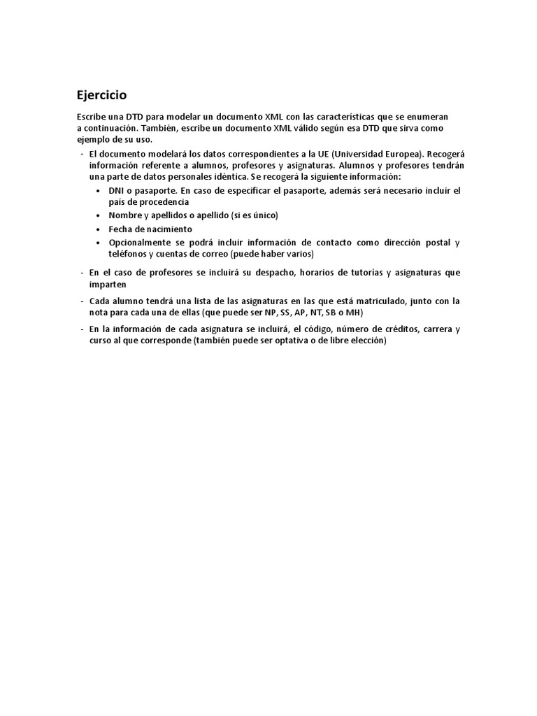 Ejercicios DTD - 2023 | PDF