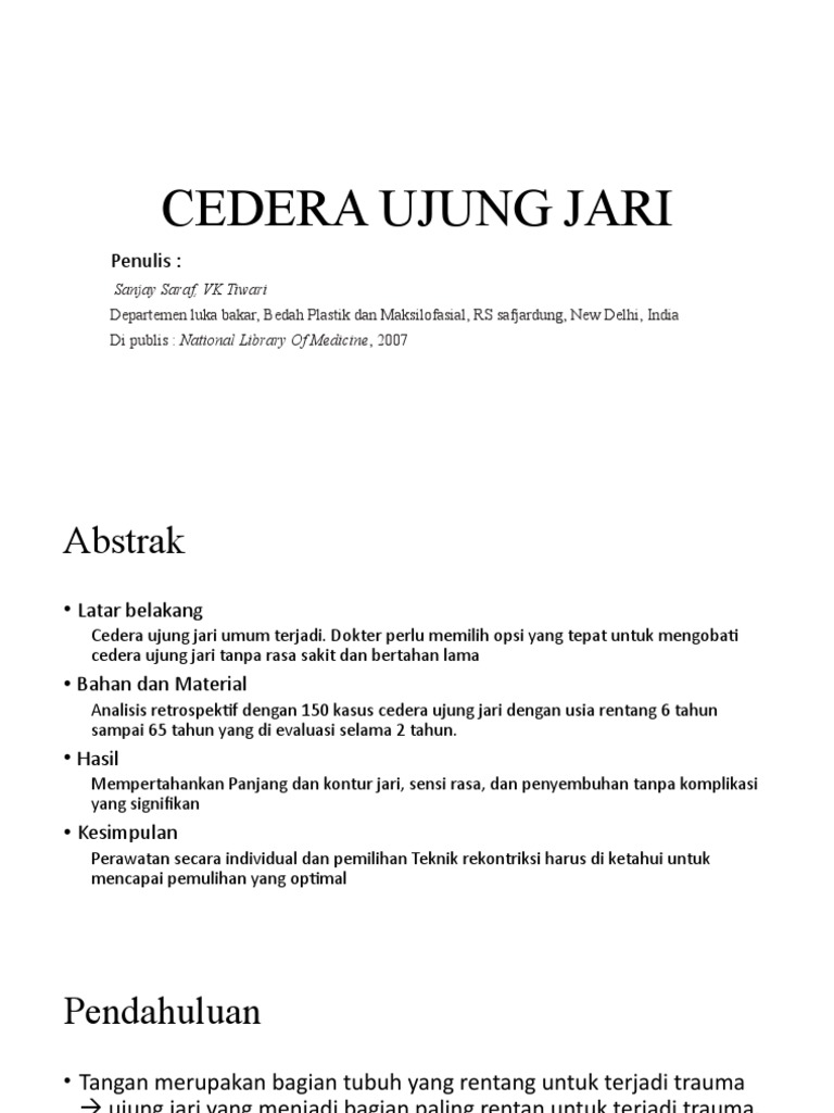Cedera Ujung Jari | PDF