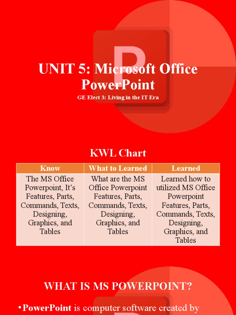 UNIT 5 MS PowerPoint | PDF