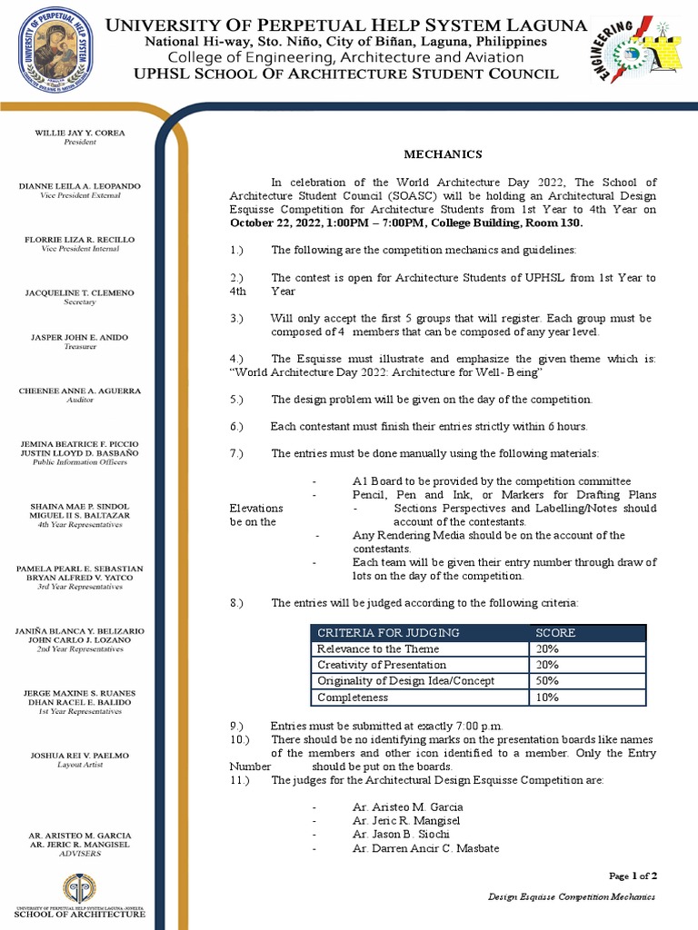 Mechanics and Registration Esquisse Competition | PDF
