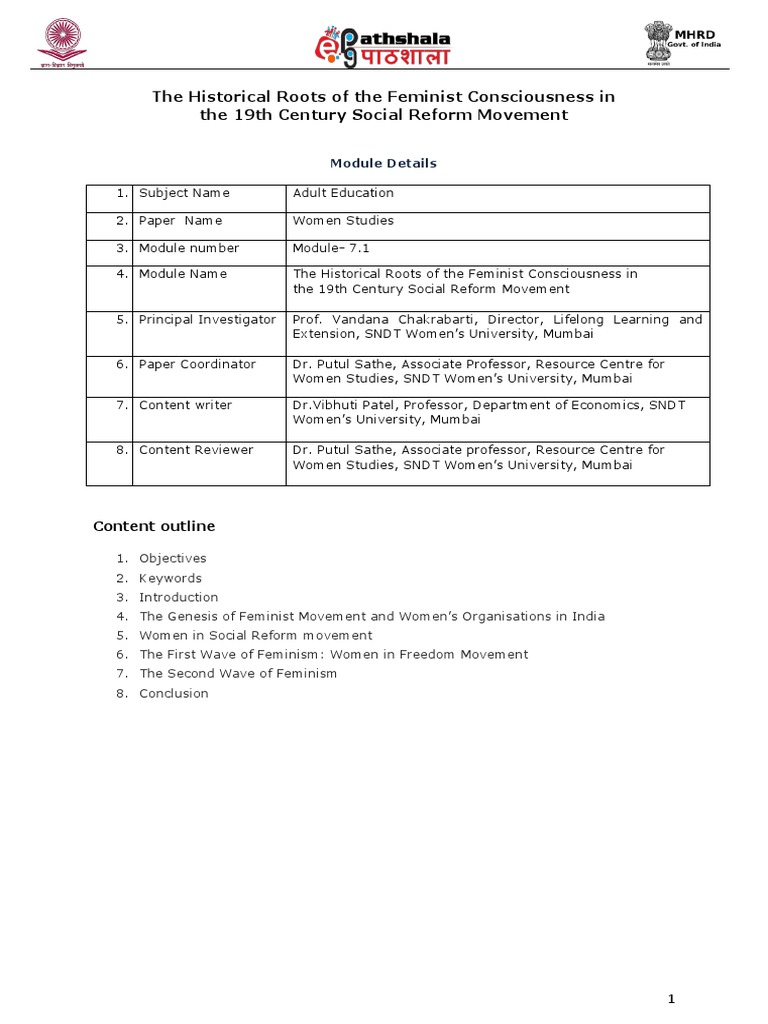 The Historical Roots of The Feminist Consciousness in The 19th Century ...