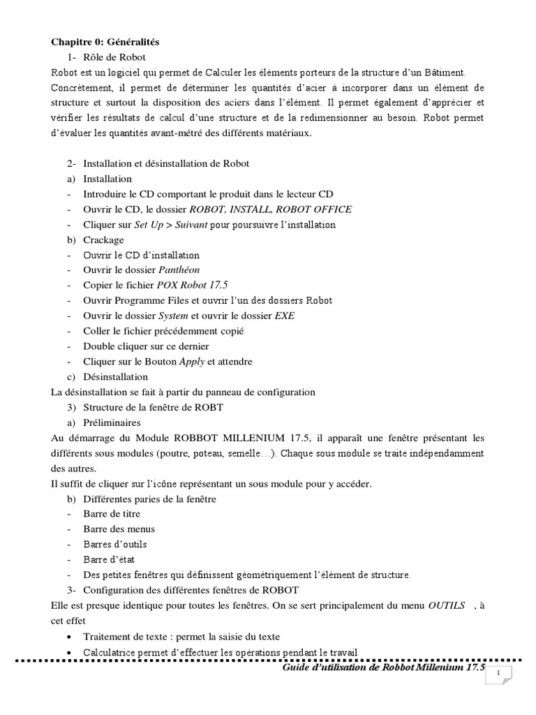 Guide D'utilisation de Robot Millenium | PDF | Microsoft Word | Béton armé