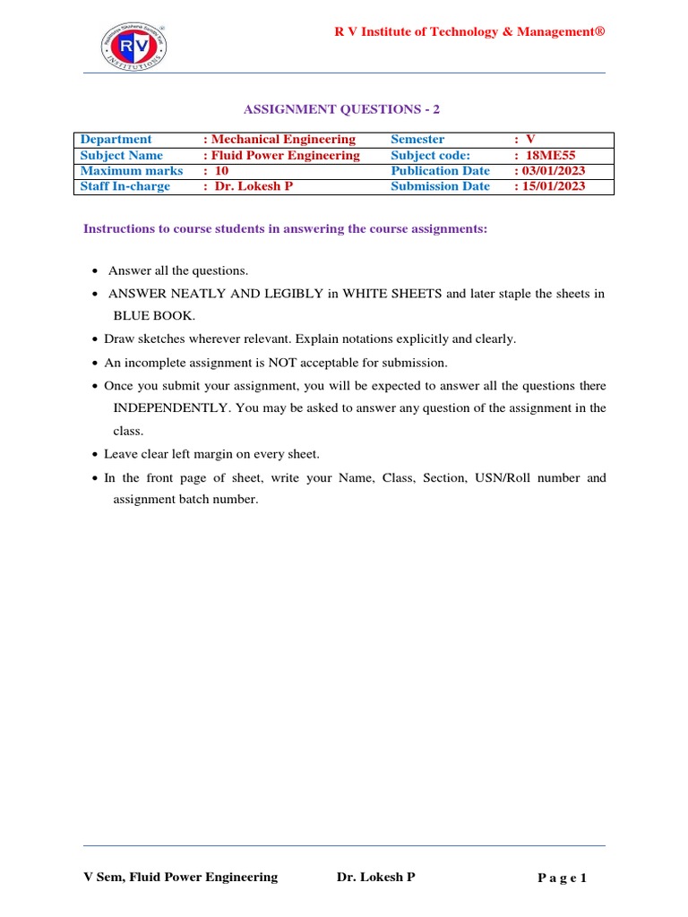 Fpe Assign 2 | PDF | Mechanical Engineering | Hydraulics