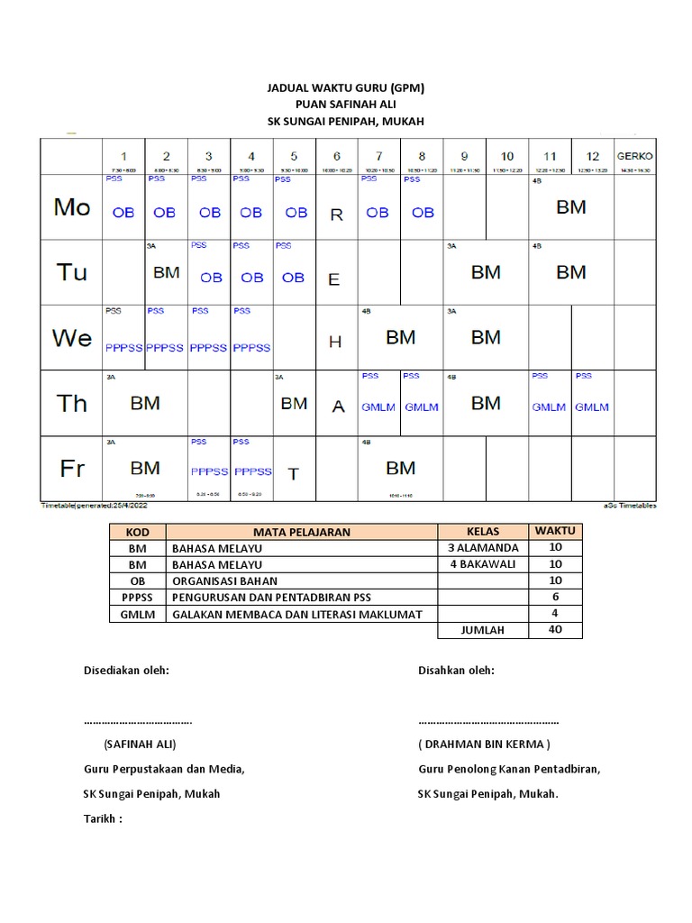 Jadual Waktu GPM 2022 | PDF
