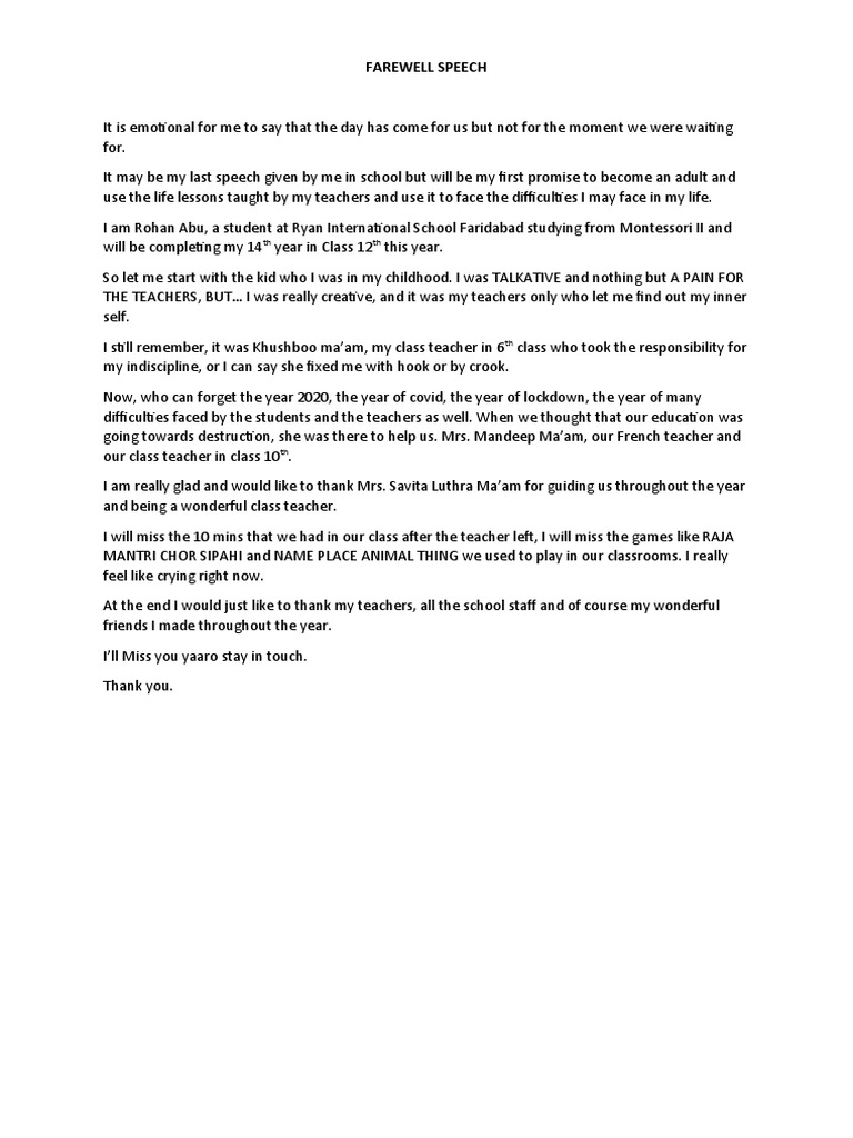 Farewell Speech | PDF