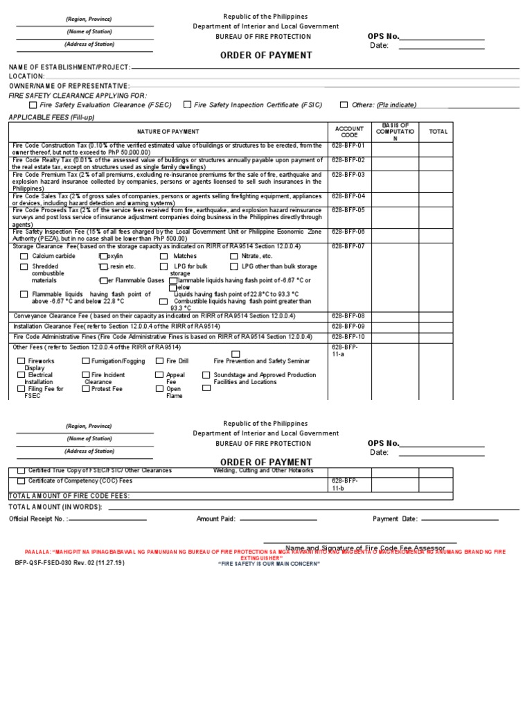 Order of Payment | PDF | Fire Safety | Insurance