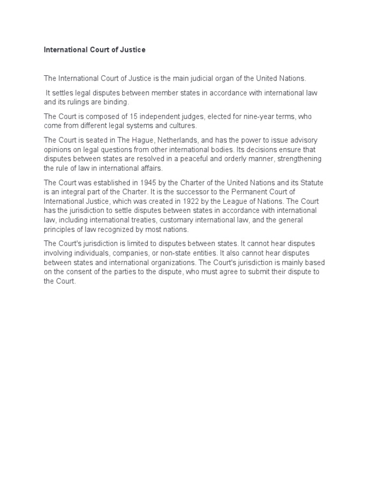 International Court of Justice Overview | PDF
