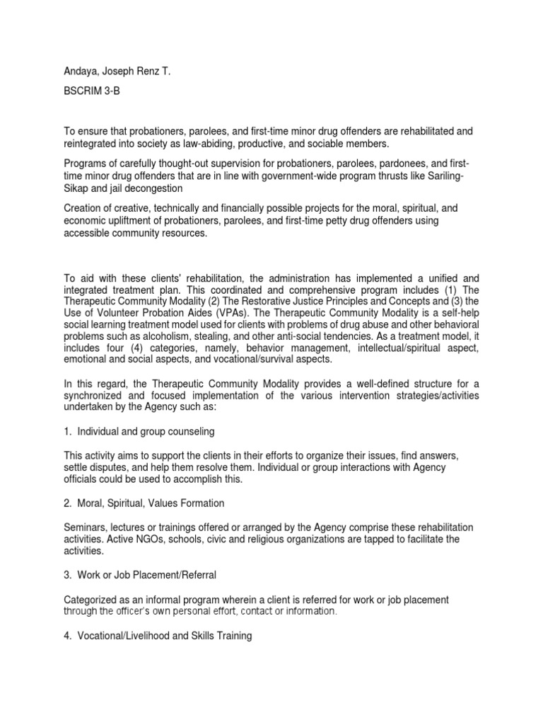 Effectiveness of Community Based Correctional Programs | PDF ...