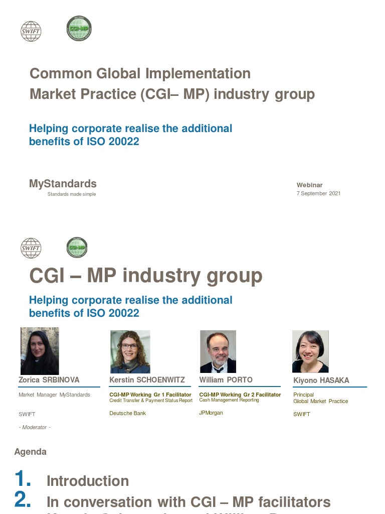 ISO 20022 Benefits for Corporates Webinar | PDF | Debit Card | Payments