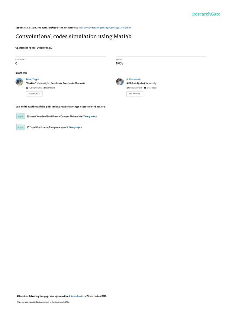 C2.4.conv Code - Simulation.matlab | PDF | Matrix (Mathematics ...