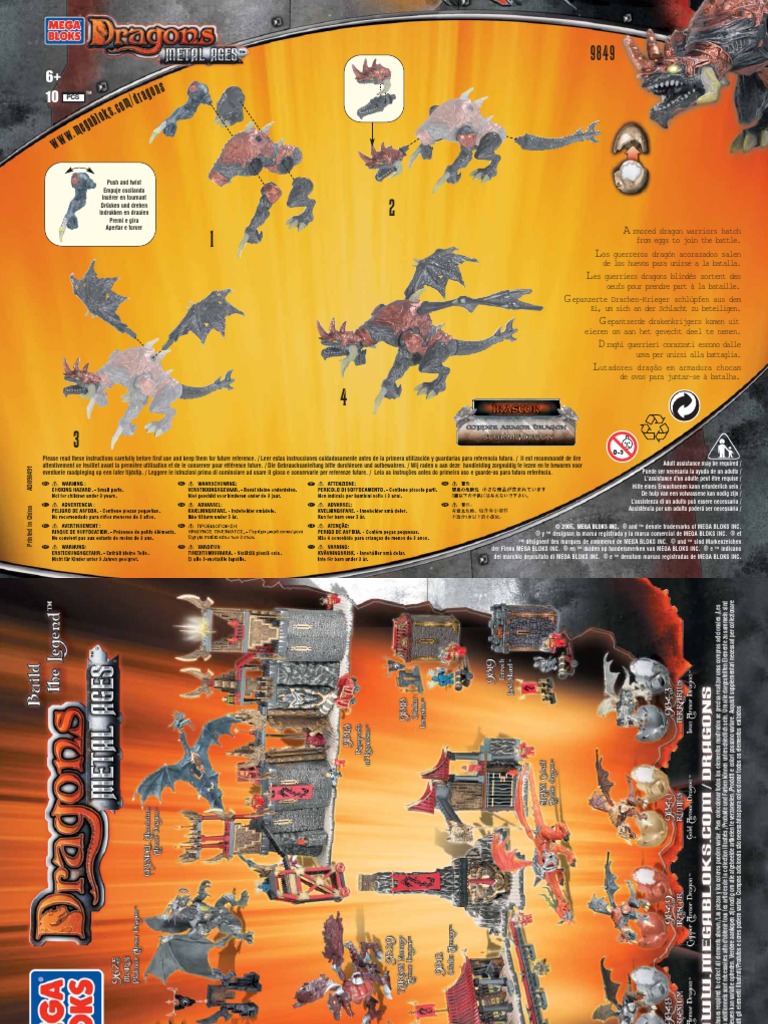 Mega Bloks - Dragons Metal Ages - 9849 - Irascor Copper Armor Dragon | PDF