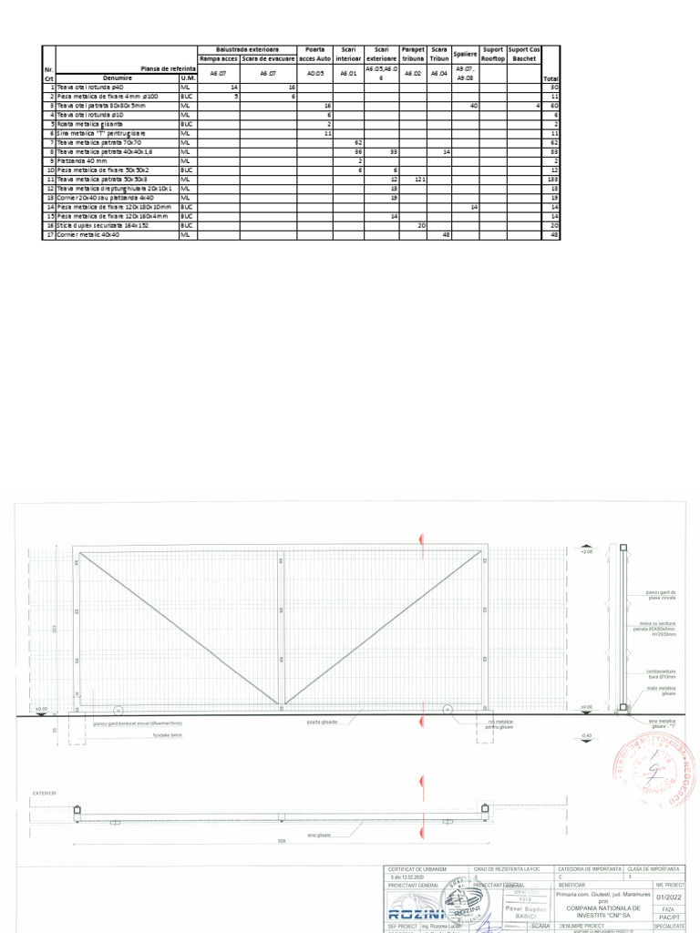 01 - Necesar Rest Structura Metalica - Cu Planse | PDF