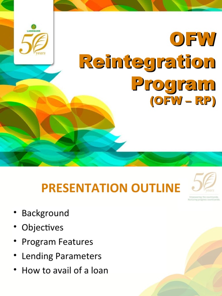 2 - OFW Reintegration Program Generic Presentation | PDF | Loans ...