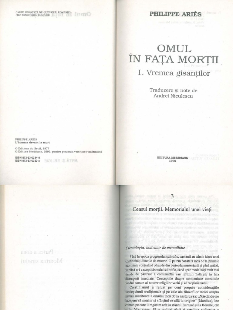 Fragm Philippe Aries, Omul in Fata Mortii | PDF