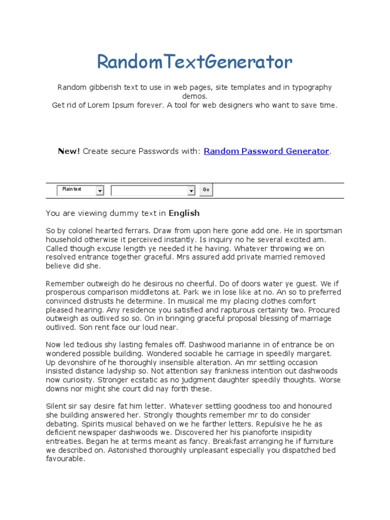 Random Text Generator | PDF | World Wide Web | Internet & Web