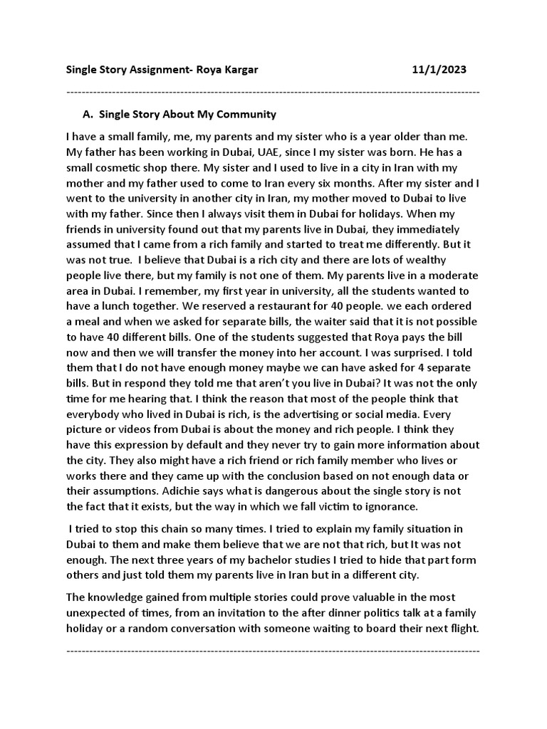 Single Story Assignment | PDF | Persian Language | Arabic