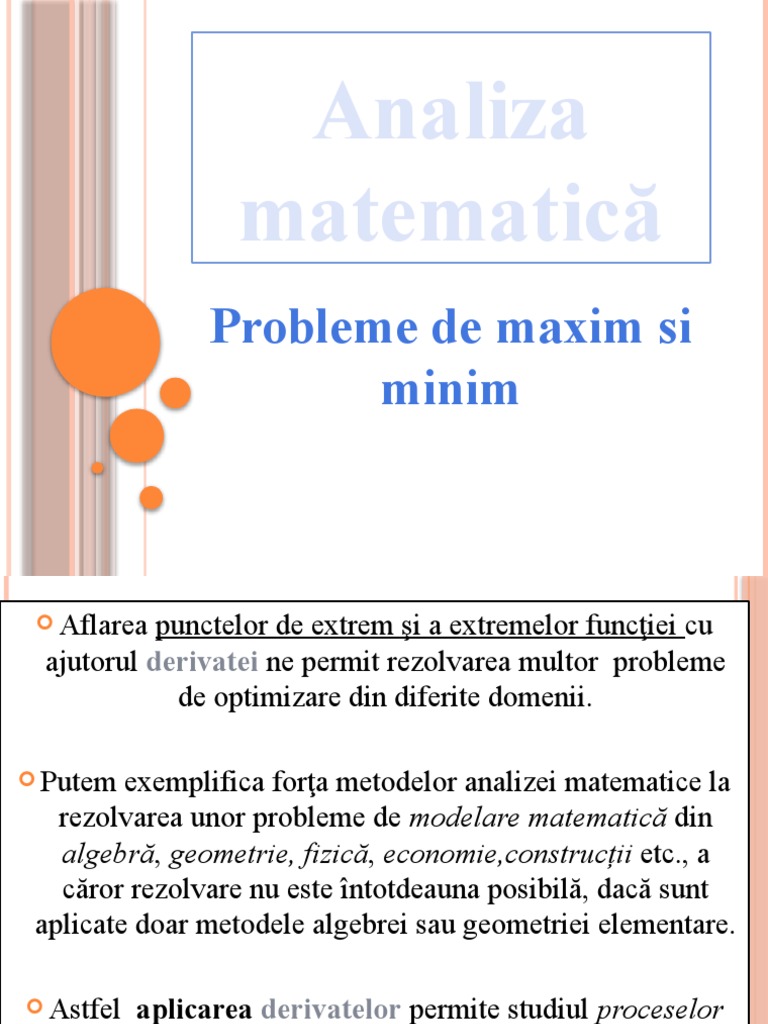 Aplicații Ale Derivatelor | PDF