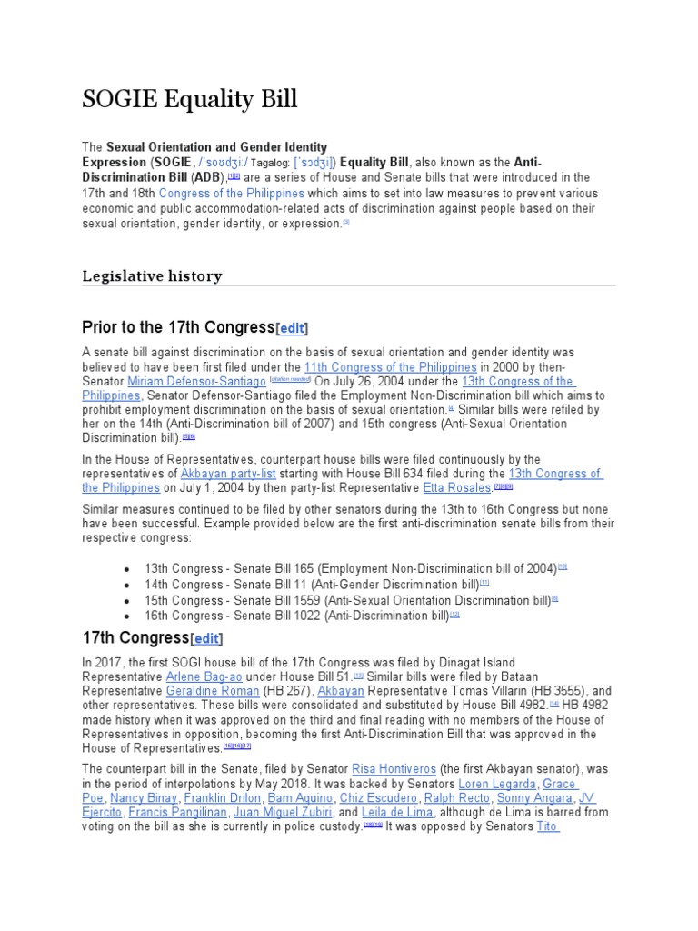 SOGIE Equality Bill | PDF | Philippines | Government