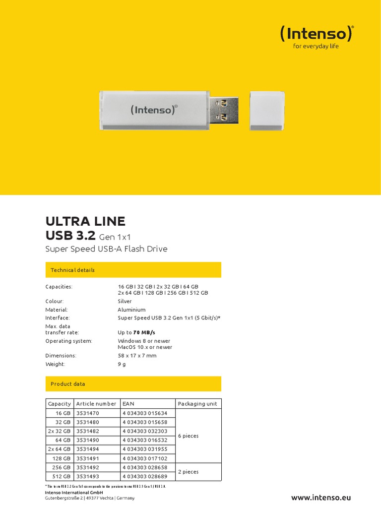 USB 3.2 Gen 1x1 Flash Drive Specs | PDF