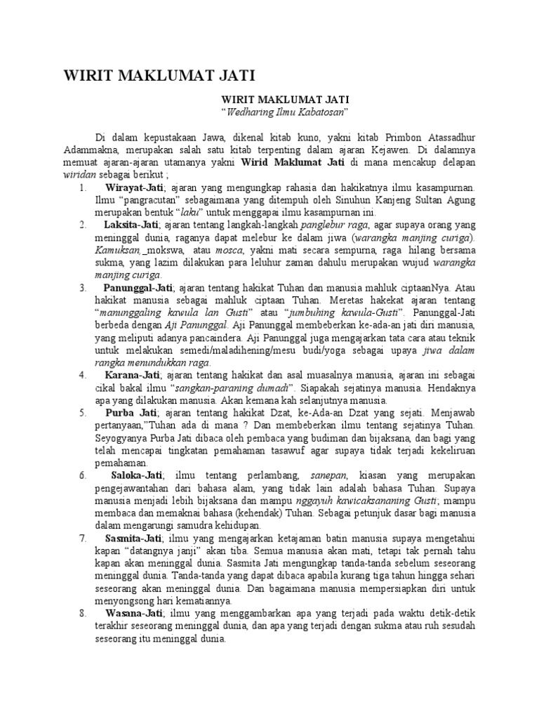 Wirit Maklumat Jati | PDF