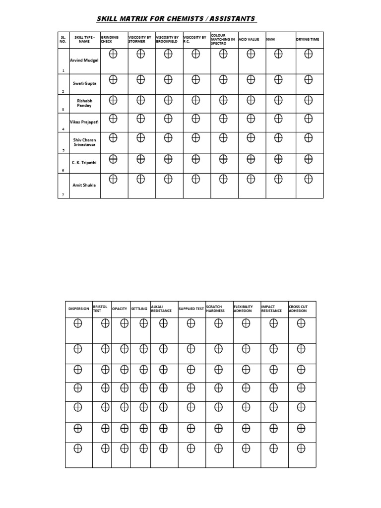 Chemists Skill Matrix Overview | PDF