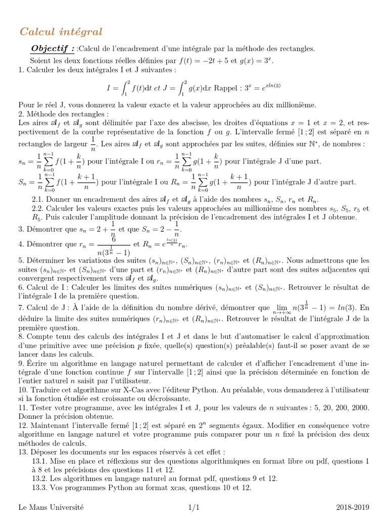 Encadrement d'intégrales par rectangles | PDF | Intégral | Concepts ...