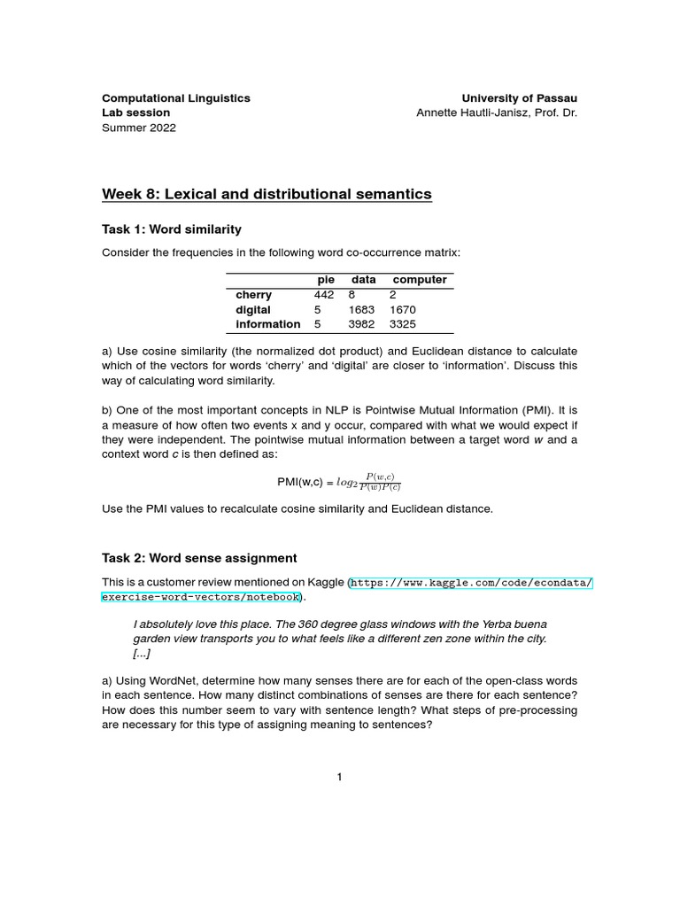 Week8 Semantics Lab | PDF | Cognitive Science | Applied Mathematics