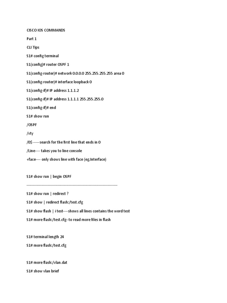 Cisco Ios Commands Pdf Ip Address Router Computing