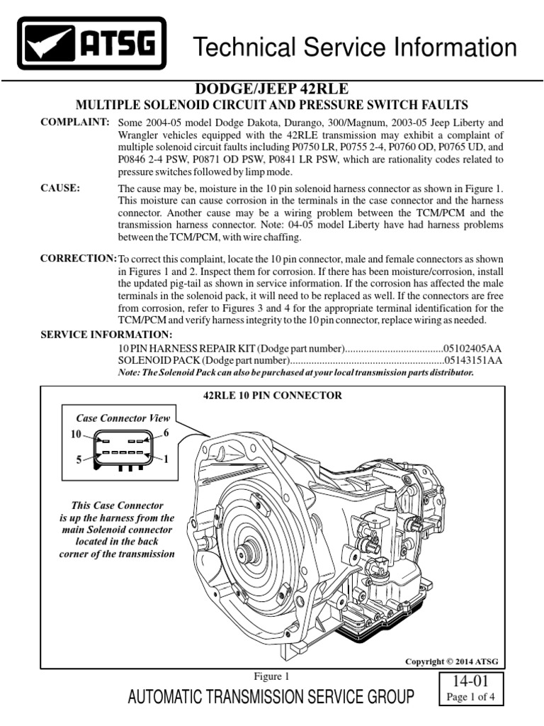 Technical Service Information: Dodge/Jeep 42rle | PDF | Electrical ...