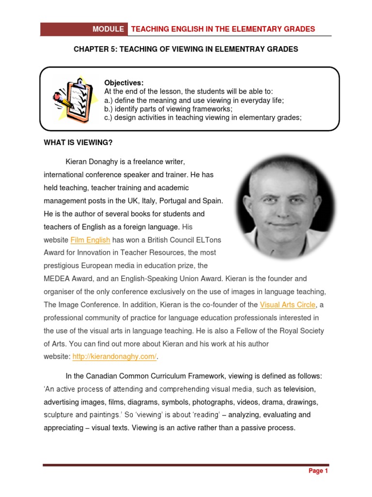 Chapter 5 Teaching Viewing in The Elementray Grades | PDF | Teachers ...