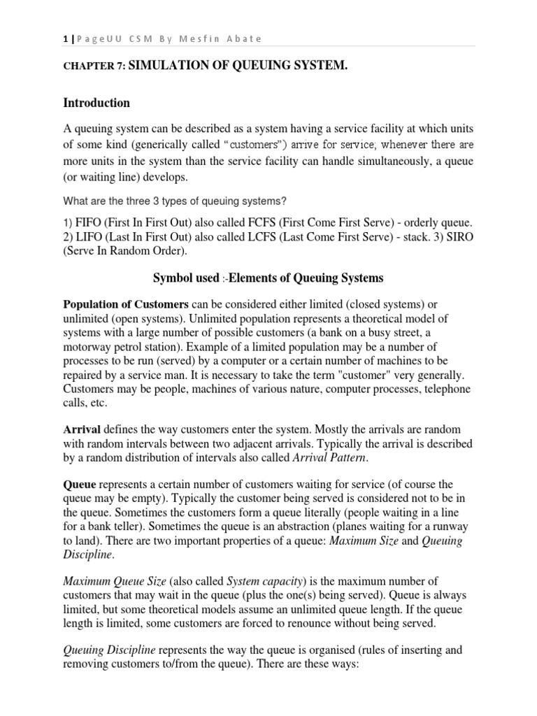 Chapter 7 QUEUEING MOEL | PDF | Applied Mathematics | Statistical Theory