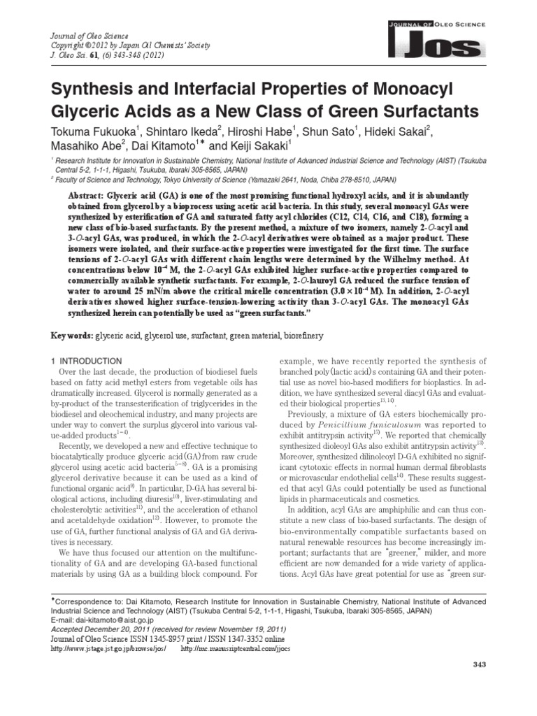 2012 - Fukuoka - Synthesis and Interfacial Properties of Monoacyl ...