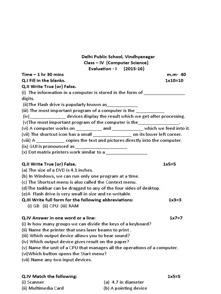 E 1 Computer 2015 16 Pdf Inputoutput Printer Computing 