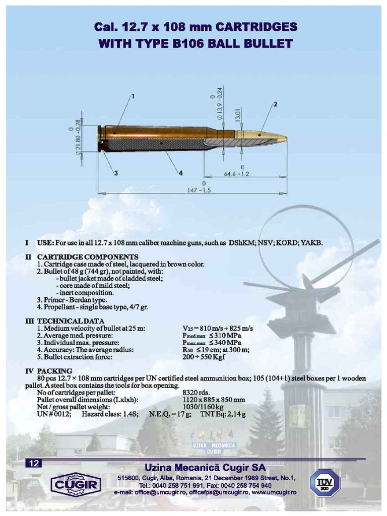 Cal 12.7x108mm Cartridges | PDF