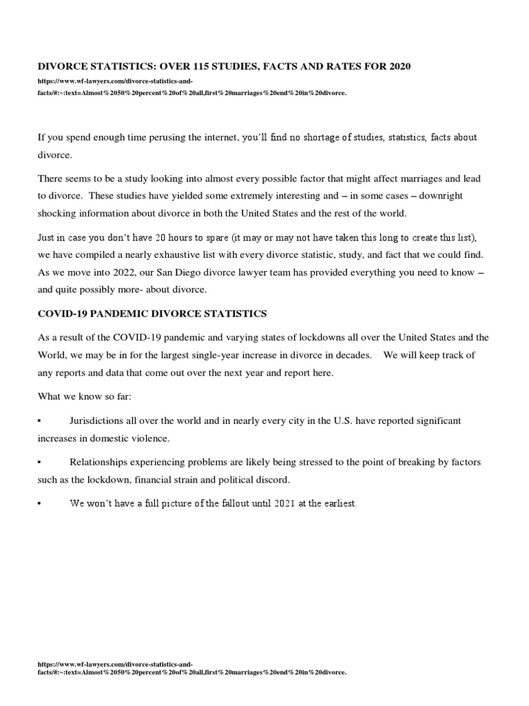 Divorce Statistics | PDF | Divorce | Marriage