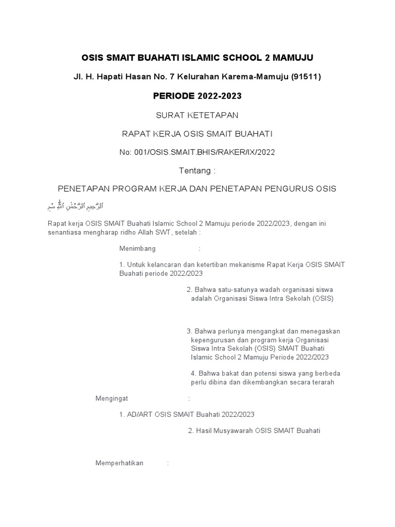 SK Proker Osis Sma 2022 - 2023 | PDF