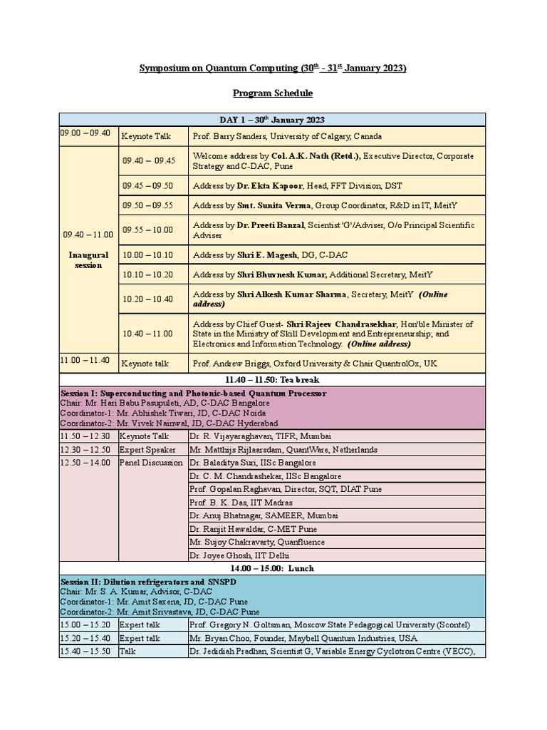 SQC-Program Schedule-25 Jan | PDF