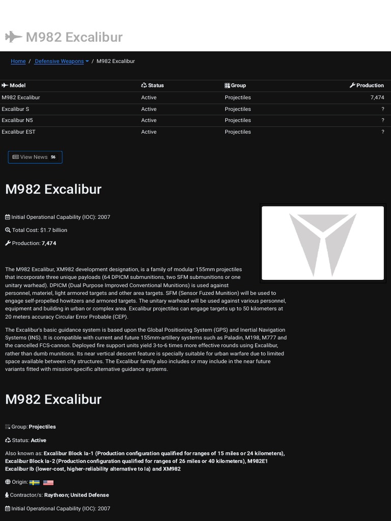 M982 Excalibur | PDF | Explosive Weapons | Military Forces