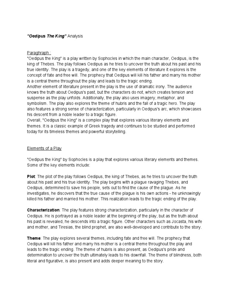 Oedipus King | PDF | Oedipus | Tragedy