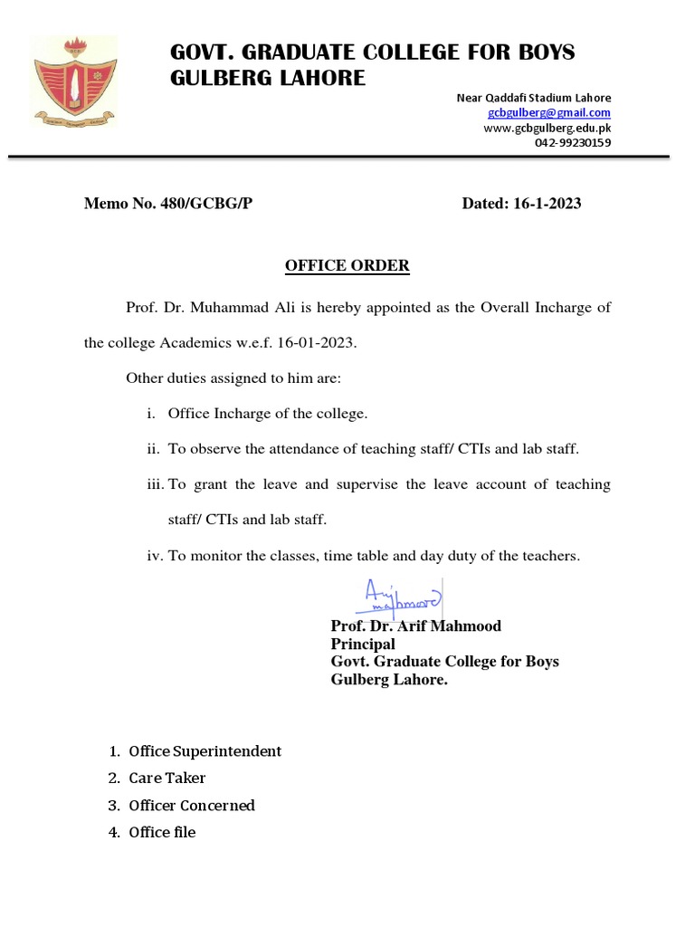Appointment of Prof. Dr. Muhammad Ali | PDF