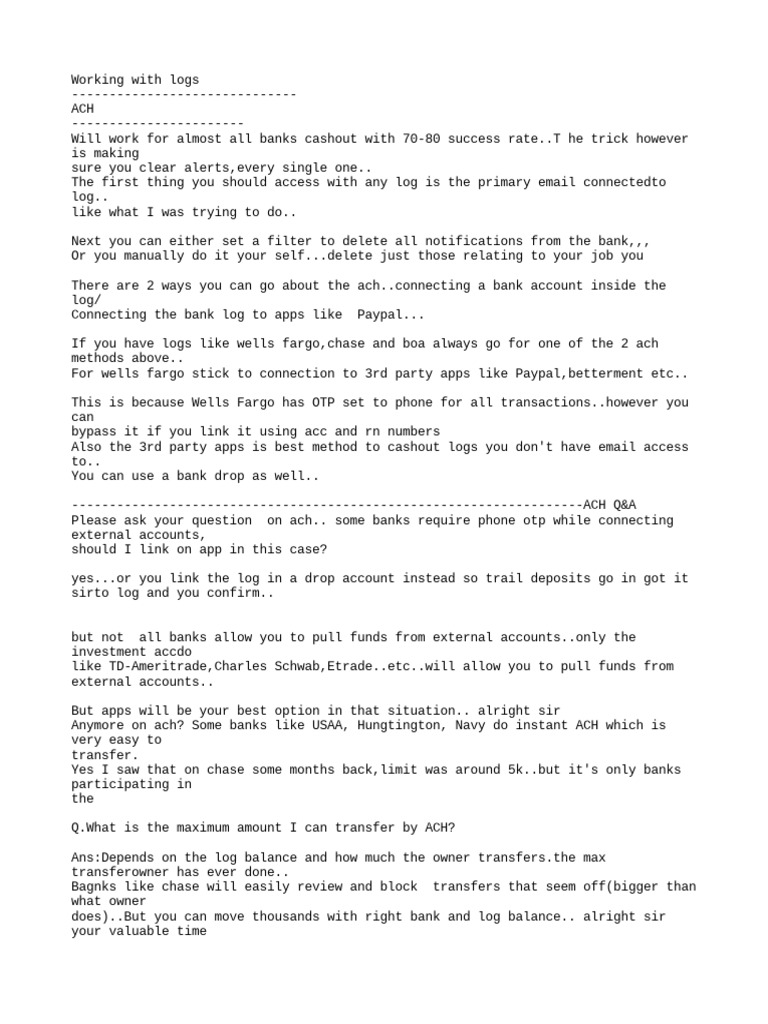 Working With Logs | PDF | Cheque | Banks