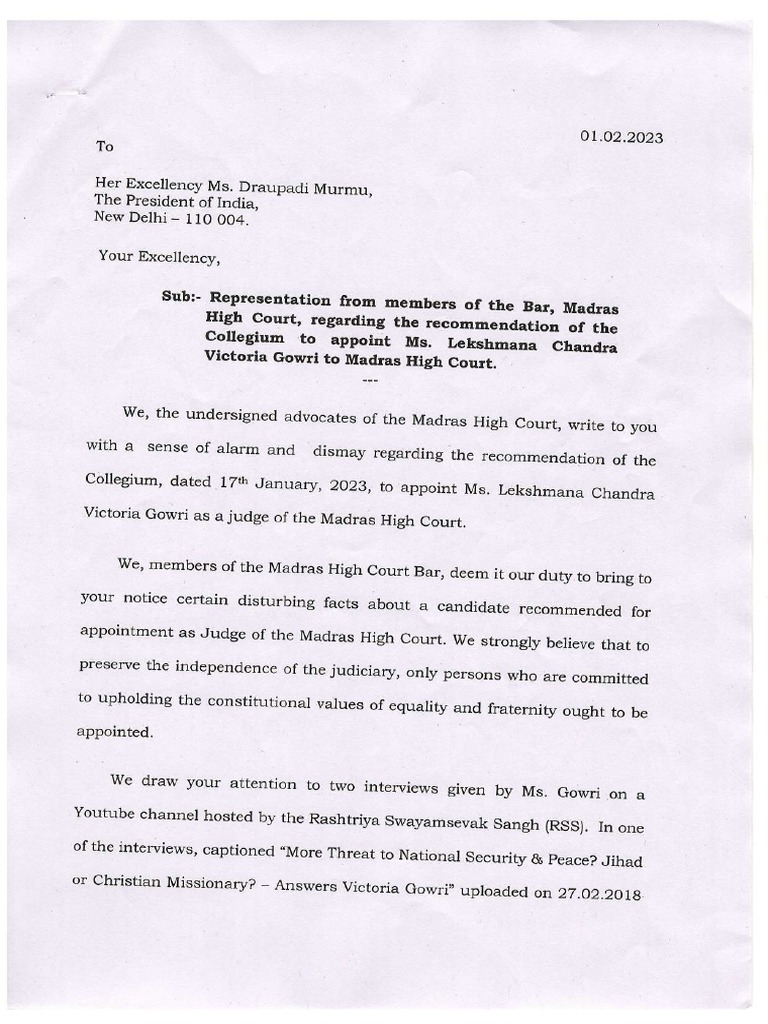 Representation To President | PDF