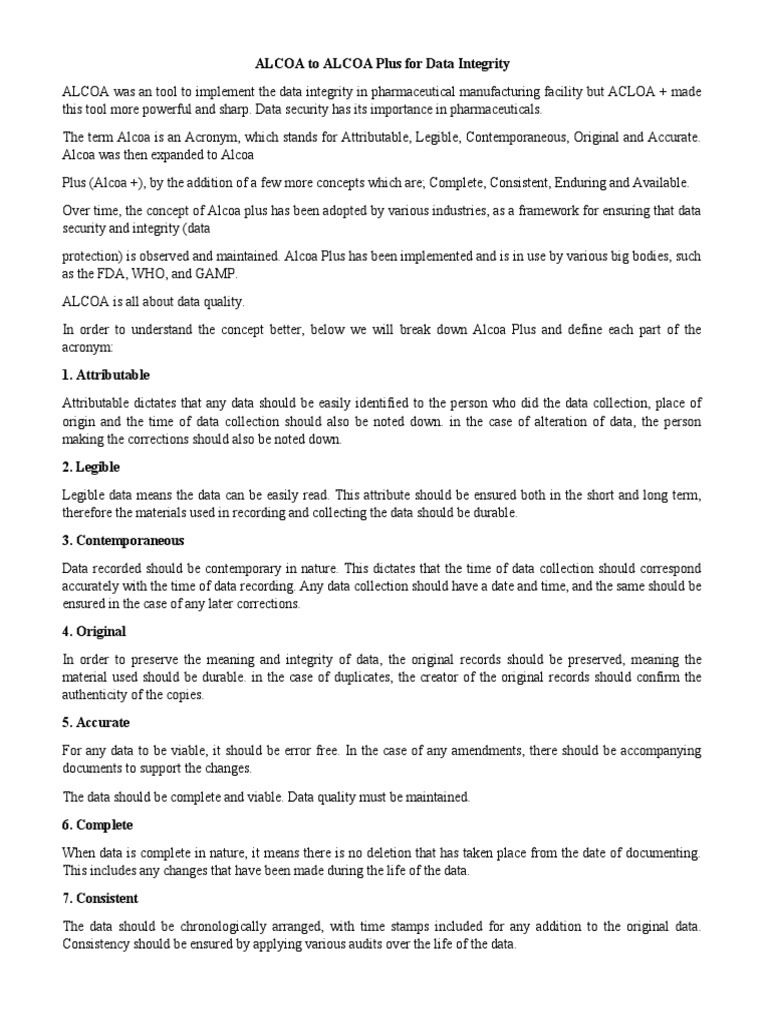 ALCOA | PDF | Quality Assurance | Specification (Technical Standard)