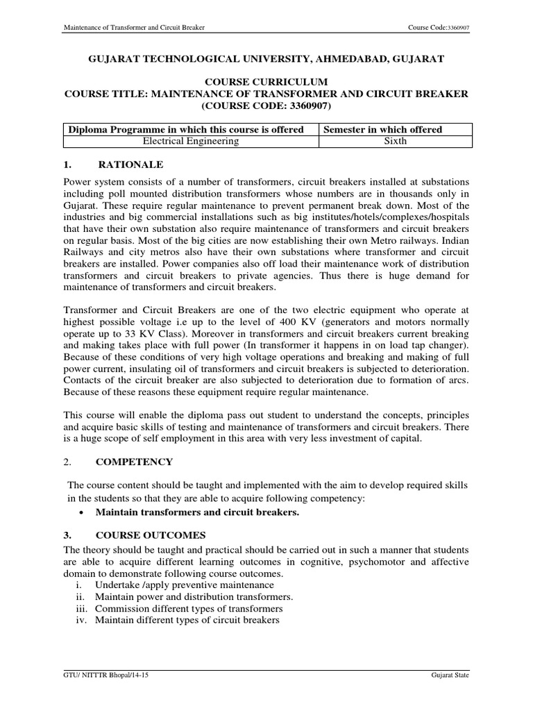 Syllabus | PDF | Transformer | Electrical Substation