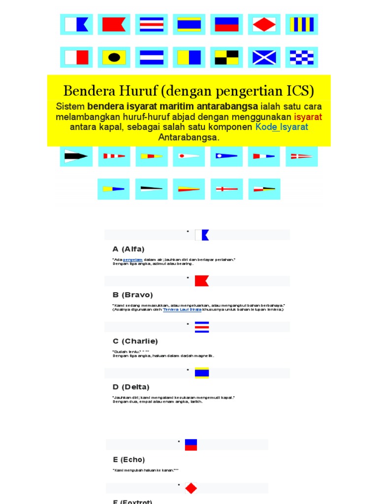 Bendera Huruf (Dengan Pengertian ICS) | PDF