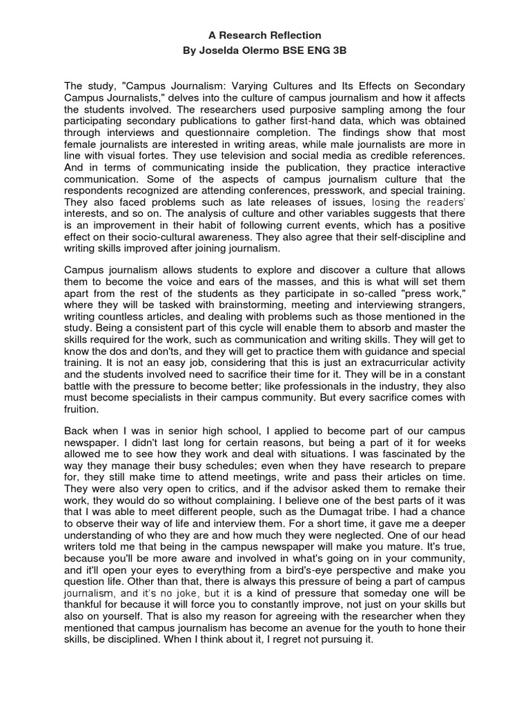 Campus Journalism: Cultural Insights | PDF | Journalism | Experience