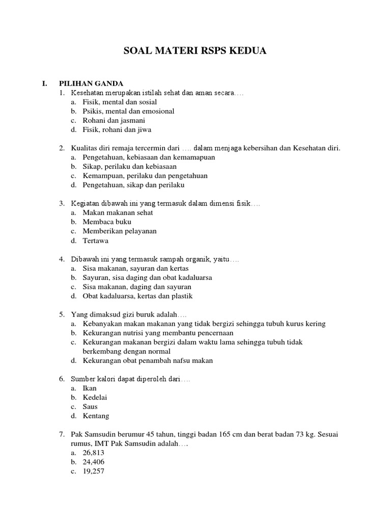 Soal Materi RSPS Kedua | PDF