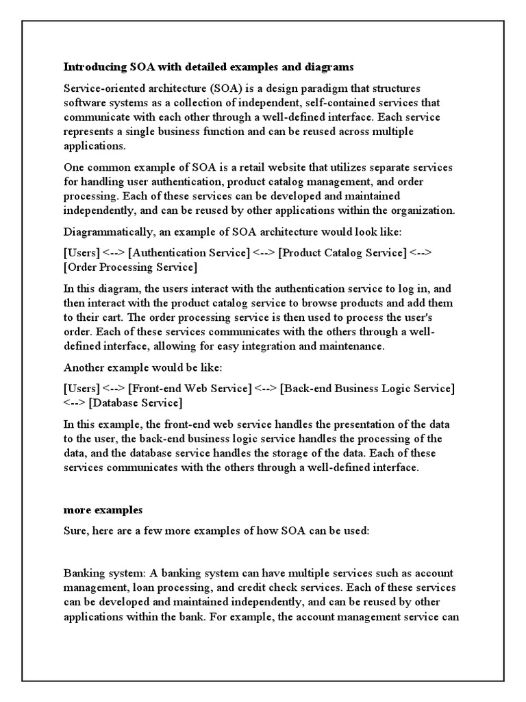 Introducing SOA With Detailed Examples and Diagrams | PDF | Service ...