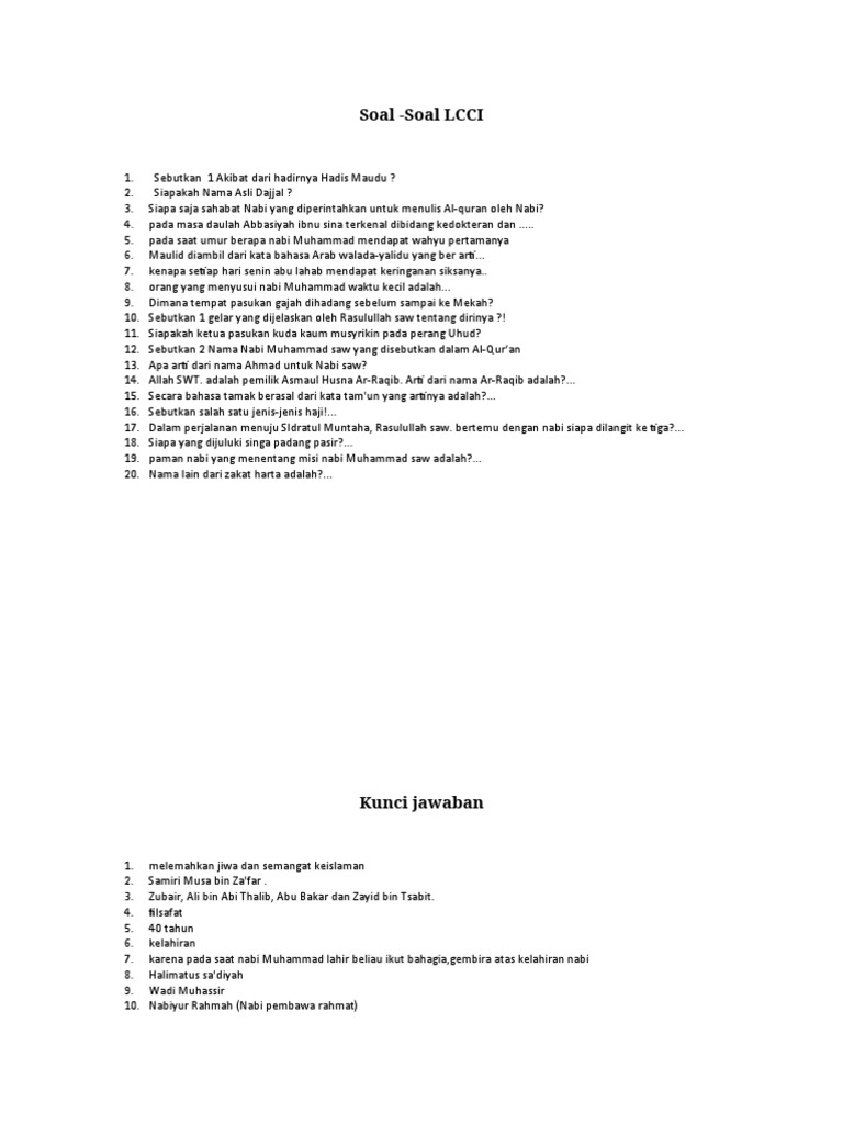 Soal - Soal LCCI Irma Man Pemalang | PDF